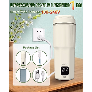 450ml Travel Kettle, Portable Electric Kettle, Mini Electric Kettle 316 Stainless Steel Portable Kettle with 6 Temperature, Dual Voltage 100-240V, Boil Dry Protection, BPA-Free