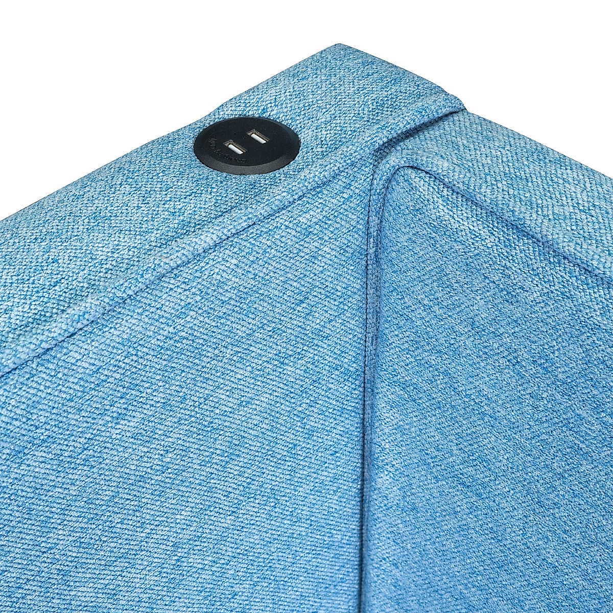 Loisall Upholstered Platform Bed with USB Port,Modern Bed Frame with Slat for Bedroom,No Box Spring Required (Blue, Full)