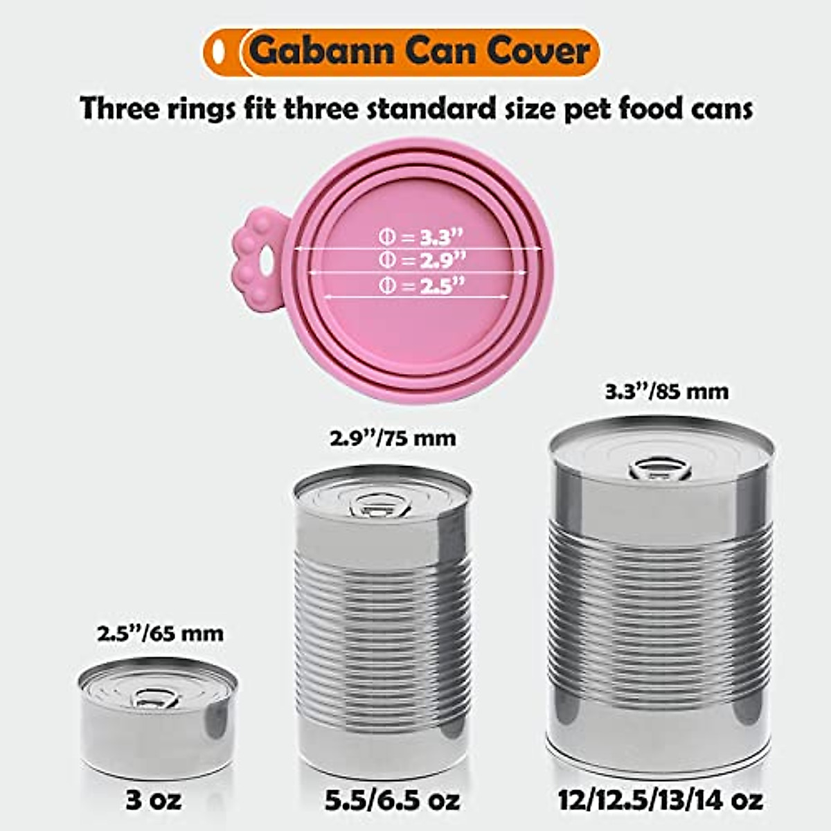 Gabann Pet Food Can Lids, Silicone Can Cover for Pet Food Cans, Food Safe, BPA Free & Dishwasher Safe, 1 Fit 3 Standard Size Cans, Universal Size Can Caps Lids, 6 Pack