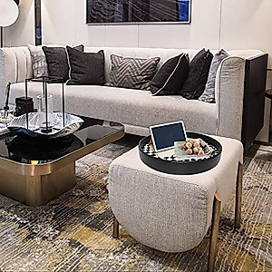 MCBZ Home Round Leather Tray, Round Decorative Tray, Round Serving Tray, Leather Ottoman Tray, Circle Coffee Table Tray,Diameter13.2 * 1.8" (Black)