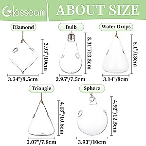 Hanging Glass Planter Plant Terrarium, 5Pcs Glasseam Propagation Stations for Plants Modern Propogation Station Wall Vase Planters Hydroponic Vases for Air Plant Flowers Indoor Window Home Decor