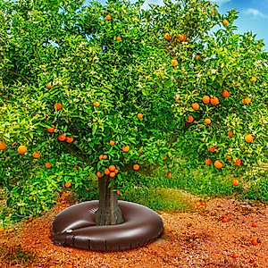 Spakon Tree Watering Ring Tree Bag for Watering PVC Drip Irrigation Water Pouch Round Watering Bags Automatic Drip System Planting Gardening Trees Shrubs, Brown (10 Gallon, 4 Pack)