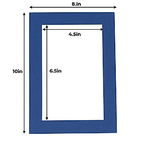 8x10 Bottle Blue Mat for 5x7 Photo - Precut Bottle Blue Picture Matboard for Frames Measuring 8 x 10 Inches - Bevel Cut to Display Art Measuring 5 x 7 Inches - Acid Free ONE MAT with Backing Board &