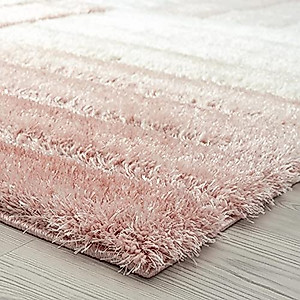LUXE WEAVERS Lantanas Pink 5x7 Shag Geometric Area Rug, Modern, Stain Resistant, Plush Indoor Rugs