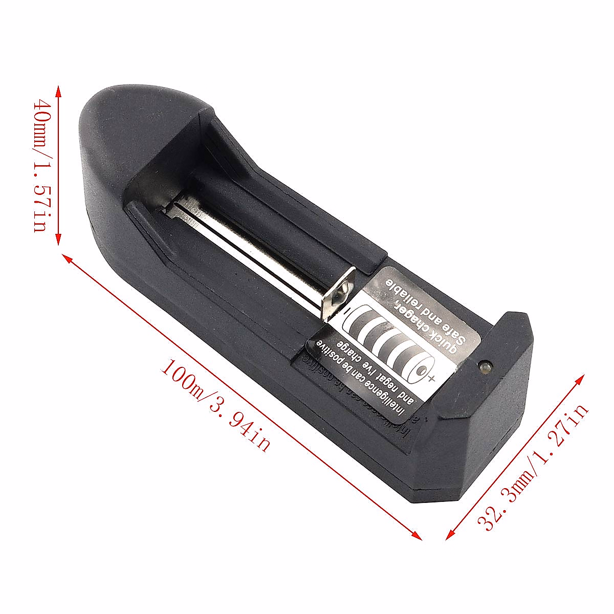 E-outstanding Wall Charger Black 3.7V Single Slot Rechargeable Battery Charger for 18650 18350 16340 14500 14000 Li-ion Battery