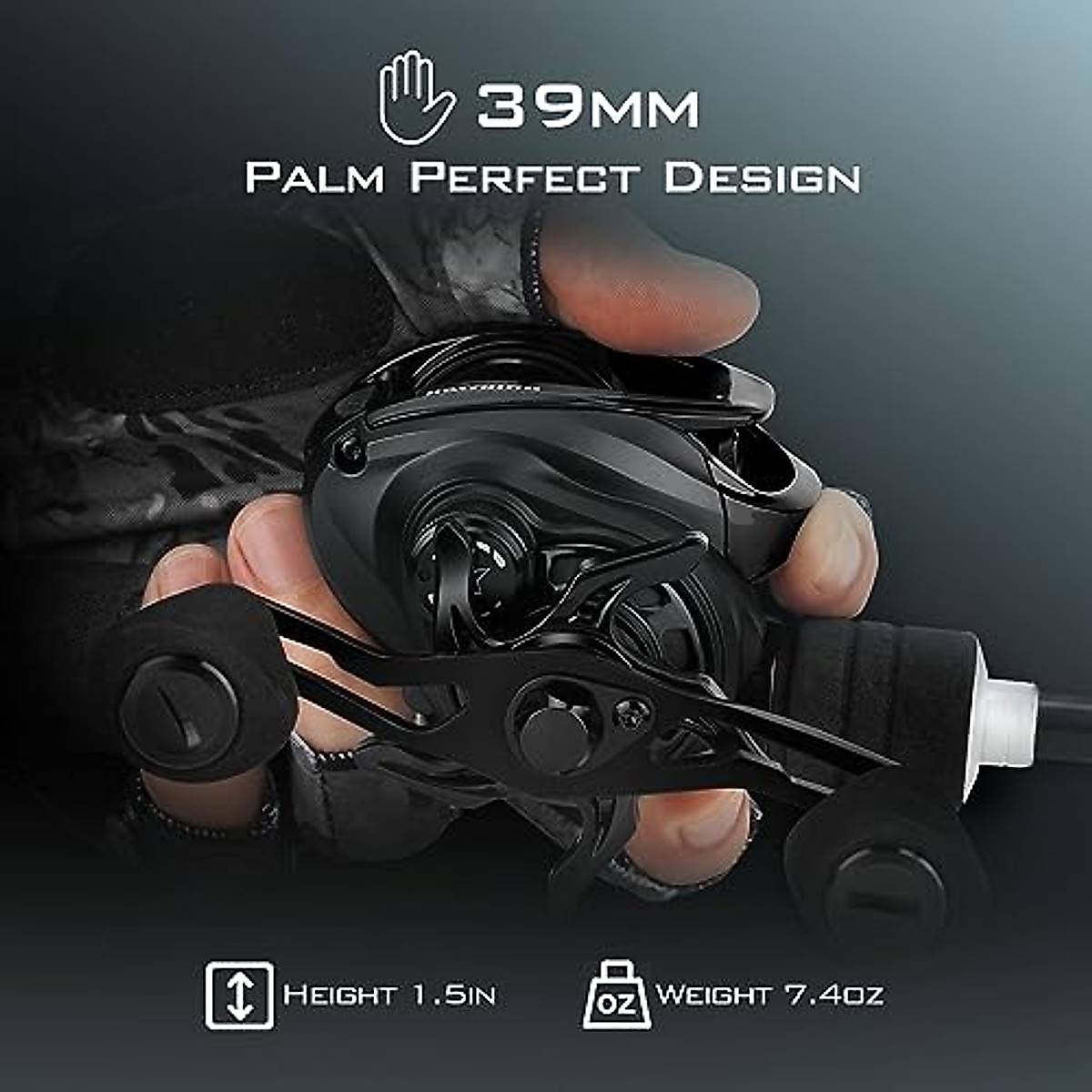 KastKing Zephyr Baitcasting Fishing Reel, Left Handed, Black