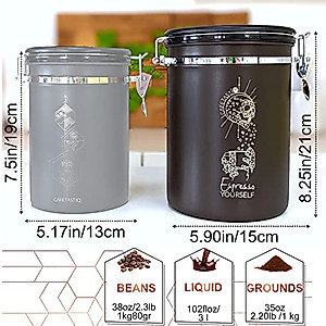 CafetastiQ Coffee Canister - Large 22oz Airtight Coffee Container for Storage with Date Dial and Release Valve - Accessories Scoop (Gray Morning)