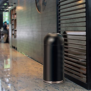 EKO Black Steel 56L Round Open Top Eternal Commercial Trash Bin