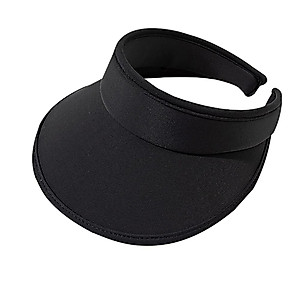 Cloth Covered Slip-On Visor [233] Sun Sports Visor Hats One-Size Adjustable Cap Black