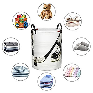 Laundry Hamper Round, Large Canvas Fabric Lightweight Storage Basket Toy Organizer Ice Hockey Pattern Dirty Clothes Collapsible Waterproof Dirty Clothes Hamper For Bedroom