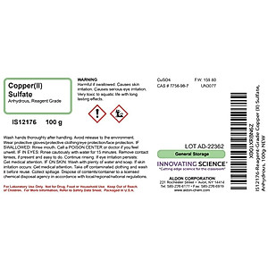 ALDON Innovating Science Reagent-Grade Copper (II) Sulfate, Anhydrous, 100g - The Curated Chemical Collection