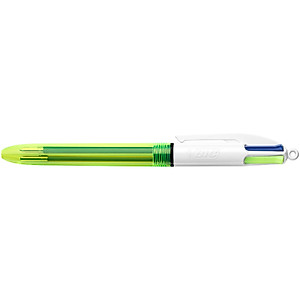 BIC 4-Color Fluo Ballpoint Pen, Medium/Bold Point (1.0/1.6 mm), Assorted Inks, 3-Count