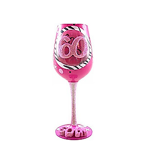 Top Shelf Decorative 60th Birthday Wine Glass, 1 Count (Pack of 1), Pink