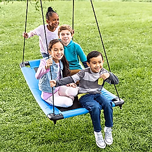 HearthSong 60 Inch SkyCurve Rectangular Platform Swing with Comfy Mat and Steel Frame, Holds up to 400 lbs.