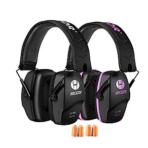 Hocazor Shooting Ear Protection NRR 26dB Suit for Shooters Hunting Range Racing Concert Sports Events Airports - Black&Purple HO1006