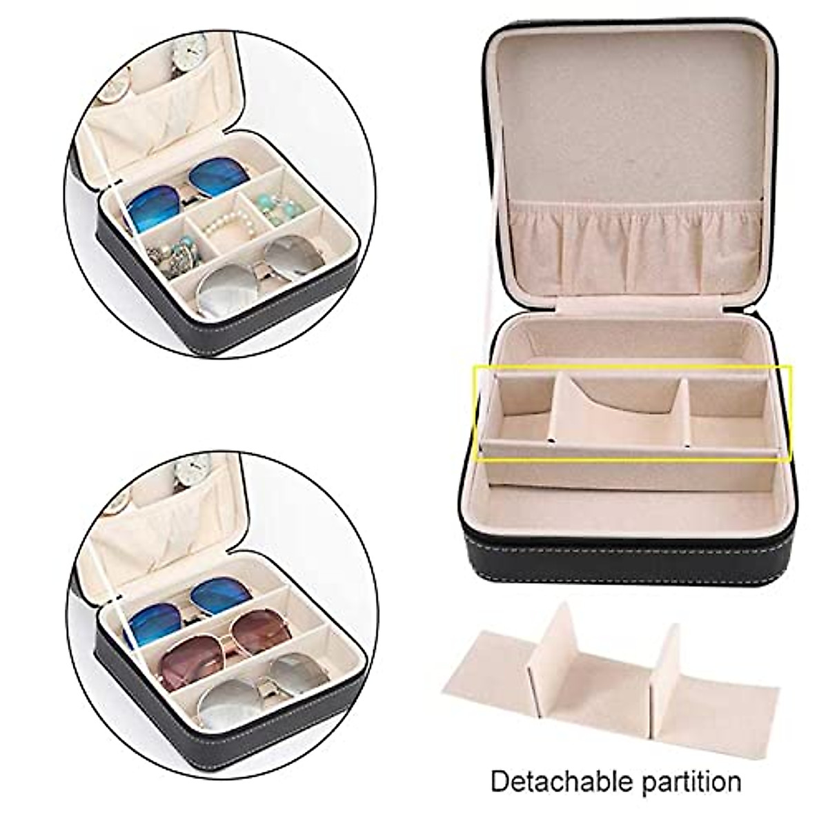 Cokritsm Travel Portable Sunglass Organizer Case 3-Slot Glasses Collector Storage, Glasses Case Multiple Pairs，Travel Jewelry Case Men，Multiple Glasses Case，Travel Sunglasses Organizer