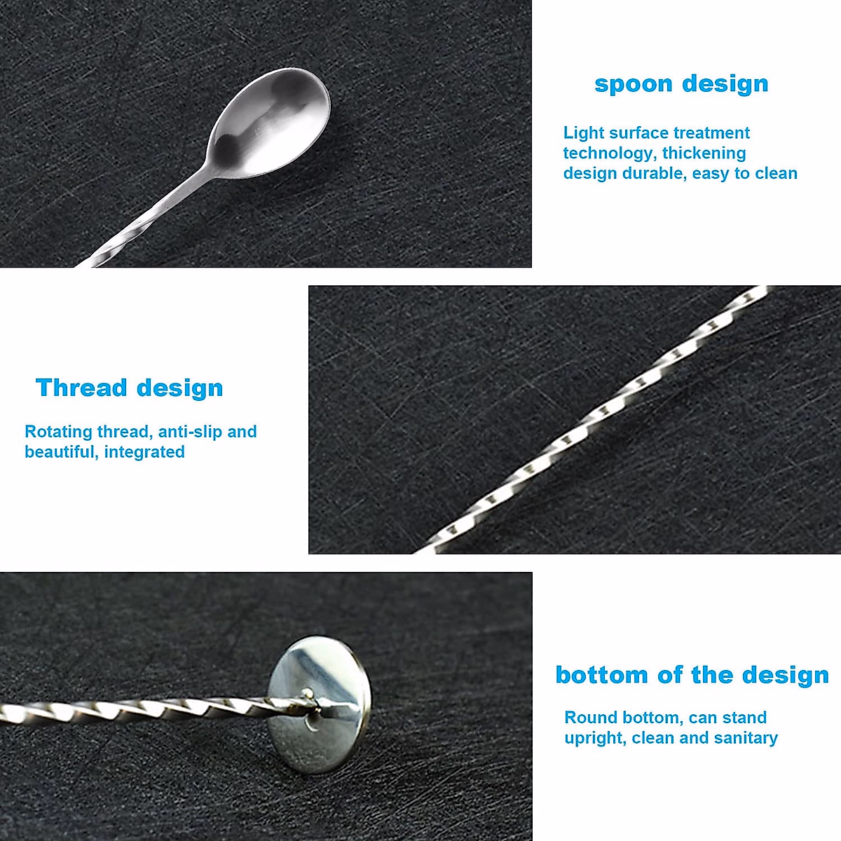 10 Inch Stainless Steel Cocktail Muddler and Mixing Spoon, Home Bar Tool Bartender Set for Cocktails Mojitos Ice Margaritas Mint & Fruit Drinks, Silver, 10x4x1.5 inch