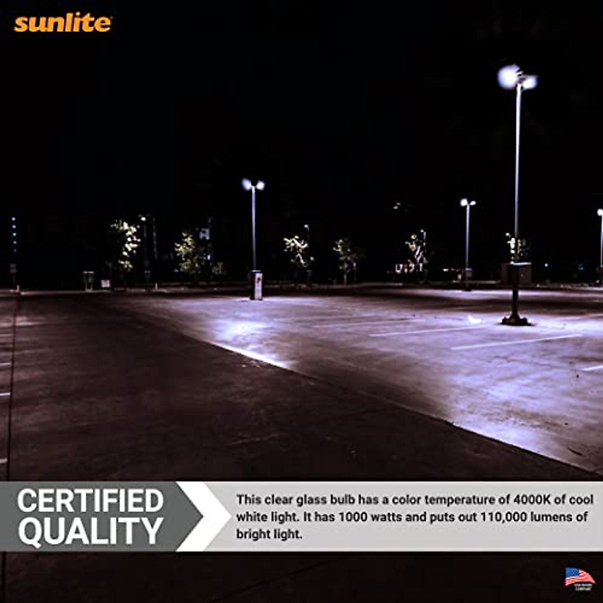 Sunlite 03680-SU MH1000/U/BT37 M47 Metal Halide Lamp, 1000 Watts, Mogul Base (E39), BT37, 12,000 Hours Life, 110,000 Lumen, Clear Finish, 4000K