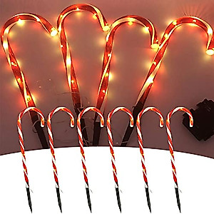 Christmas Candy Cane Lights,Christmas Candy Cane Lights， Christmas Yard Decorations， LED Home Garden Ground Plug Crutch New Year Christmas Decor