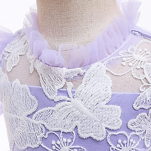 Baby Girls Birthday Dress Infant Ruffled Butterfly Embroidered Special Occasion Dresses (80/12-18M, Purple)