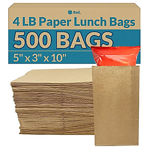 Reli. Brown Paper Bags | 500 Count | Paper Lunch Bags Ideal for Small Lunches and Crafts | Perfect for Sandwiches and Snacks
