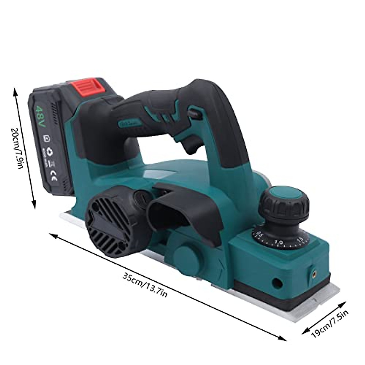 Electric Planer, 15000Rpm 3-1/4-Inch Wood Planer, Li-ion Battery and Charger, Adjustable Planing Depth Power Planer for Woodworking Chamfer Home DIY