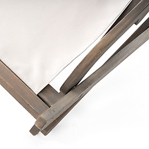 Christopher Knight Home Nikki Outdoor Wood and Canvas Sling Chairs, 2-Pcs Set, Beige