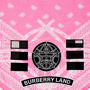 BURBERRY Candy Pink Badge Applique Tassel Cotton Bandana Scarf