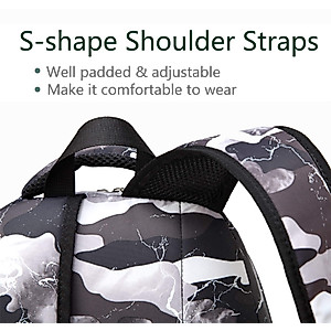 BLUEFAIRY Kids Backpack for Boys Elementary School Bags Primary Middle School Bookbags for Teens Back to School Gifts for Childs Mochila Escolares para Niños 17 Inch Aged 6-8 Camo Grey