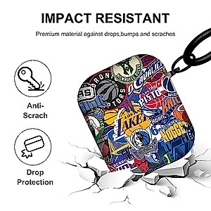 Gedicht for Airpods 2nd Generation Case Sports Basketball Football, Protective TPU Soft Cases Cover Rugged for Apple Airpod 1st Generation Case with Keychain for Women Men，Basketball