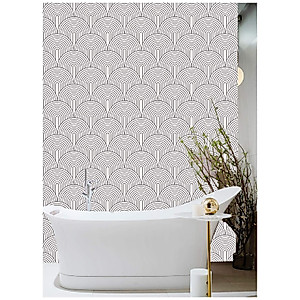 HAOKHOME 96033 Peel and Stick Wallpaper Abstract Rainbow Black/White Removable contactpaper for Home Bathroom Decorations 17.7in x 9.8ft