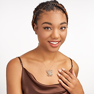 MORGAN & PAIGE Sterling Silver Butterfly Necklace, 18k Yellow Gold Plated Necklace with Diamond Accents, Filigree Butterfly Gold Necklace, Women's Gold Necklace for Sensitive Skin