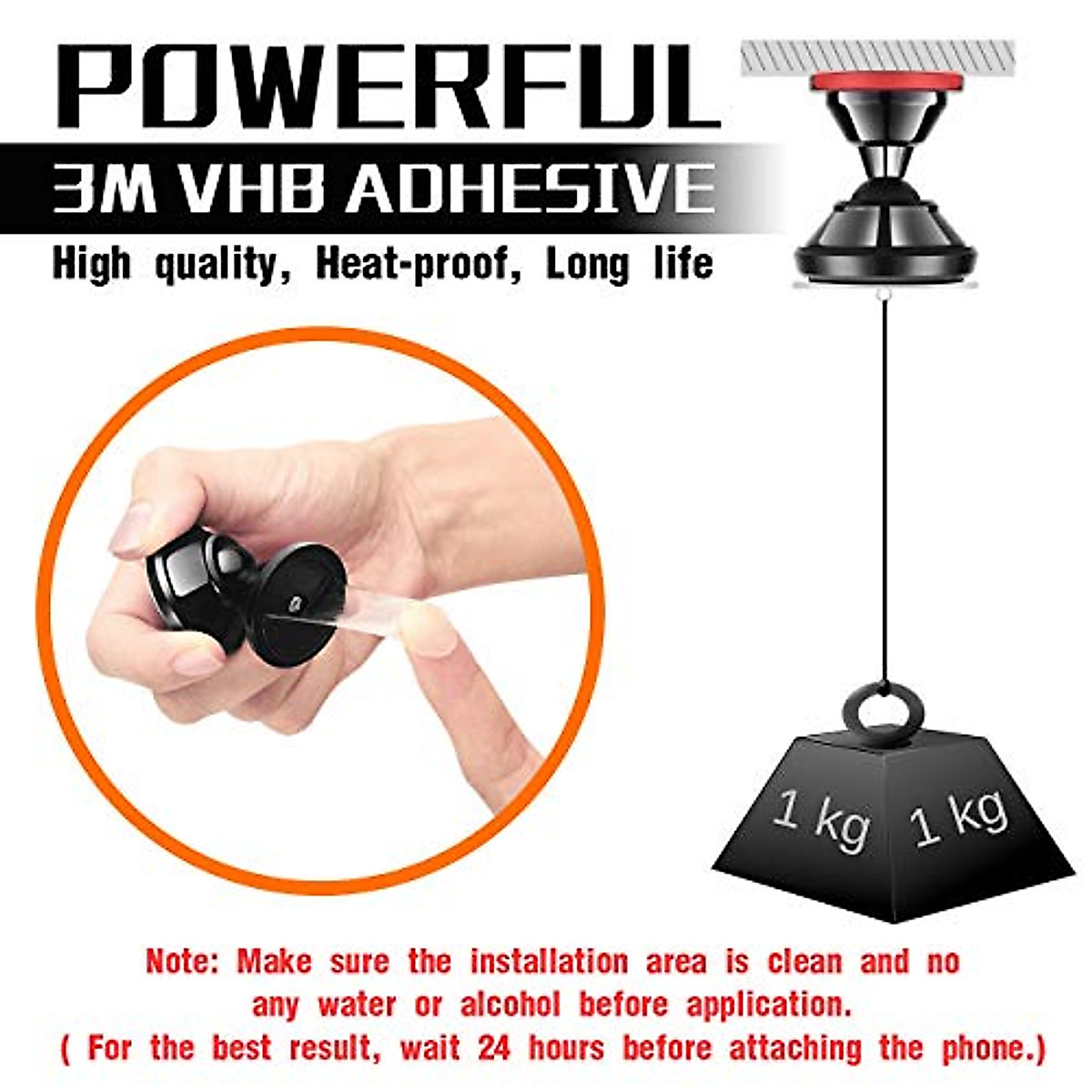 eSamcore Magnetic Phone Car Mount, Powerful Magnets Car Mount Holder for Dashboard with Strong Adhesive, Fits Smartphone [2 Pack]