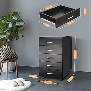 TUSY 5 Storage Drawers, Dresser with Cabinet Storage, Mobile Chest of Drawers for Bedroom,Home Office, Living Room