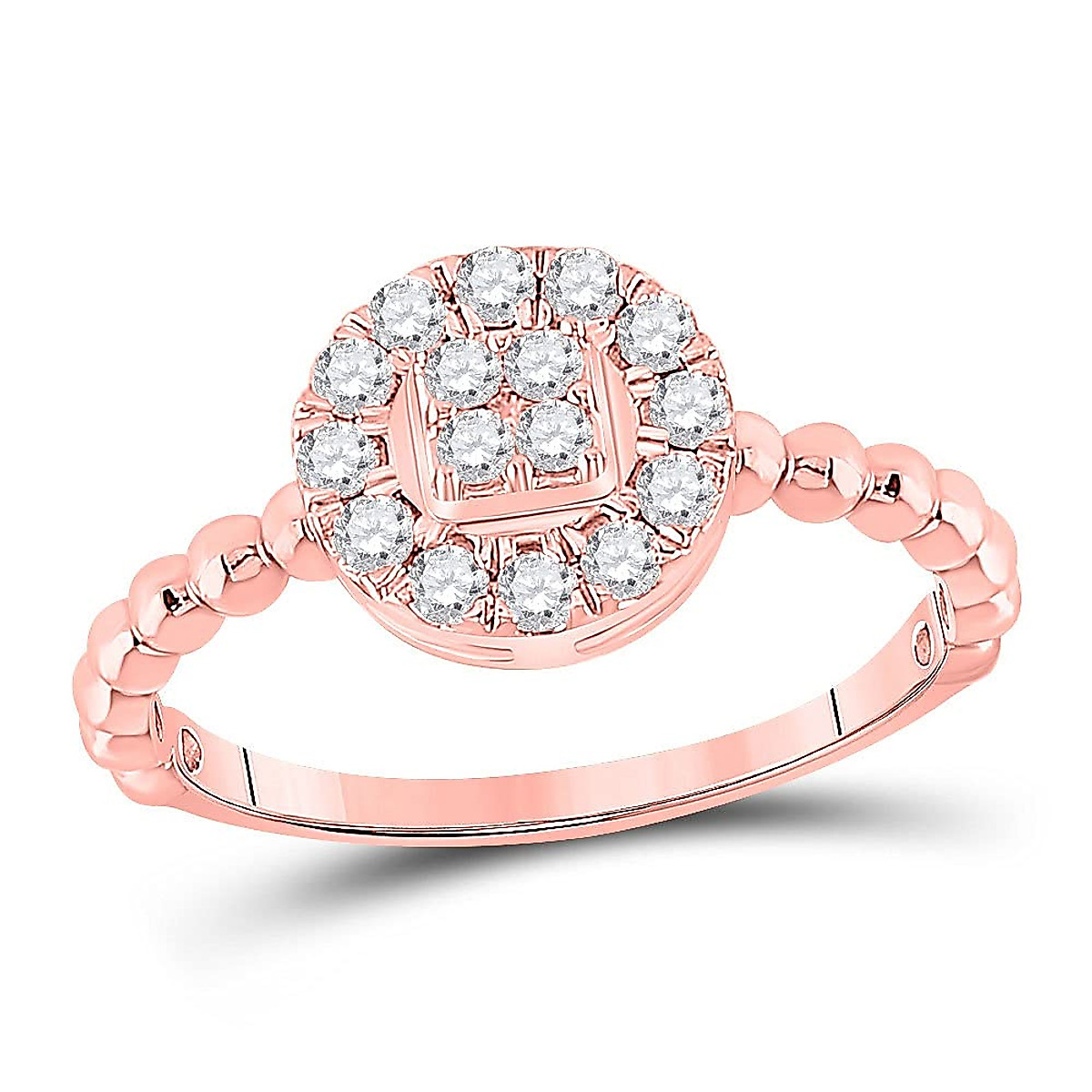 The Diamond Deal 10kt Rose Gold Womens Round Diamond Circle Cluster Ring 1/3 Cttw