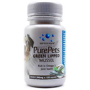 PurePets New Zealand Green Lipped Mussel Capsules for Dogs and Cats - 200mg x 120 Capsules - for Hip & Joint Support - 100% Natural Arthritis Pain Relief - Mobility Supplement Inflammation Management