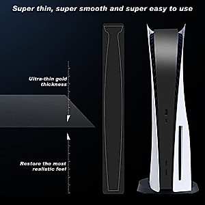 PS5 Console Middle Skin, Integral PS5 Disk Version Host Middle Strip Sticker, Console Center Part Protection Strip Film, PS5 Middle Sticker Accessories Durable Scratch Resistant (Black)