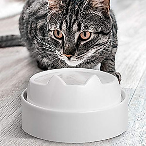 CatGuru Food Table for Cat Bowl, Non Slip Pet Feeding Station for Cat Food Bowls, Raised Stand for Food and Water Cat Bowls, Elevated Cat Feeder, Stress Free Pet Dish Stand (Marshnallow)