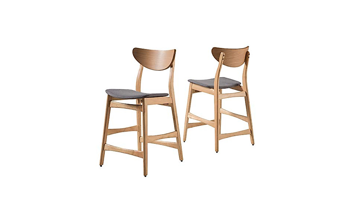 Gavin Counter Chairs Set - Dark Grey & Oak Finish