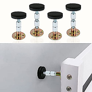 spasaling Headboard Stoppers, 4pcs Adjustable Bed Frame Anti-Shake Tool with Screw Couch Wall Spacer Headboard Stabilizer for Bedside Headboards, Cabinets, Loosening Sofas (1.18''-3.54'')