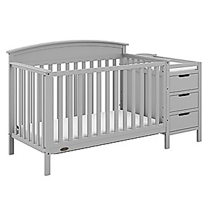 Graco Benton 5-in-1 Convertible Crib and Changer (Pebble Gray) – Crib and Changing Table Combo, Includes Water-Resistant Changing Pad, 3 Drawers, Converts to Toddler Bed, Daybed and Full-Size Bed
