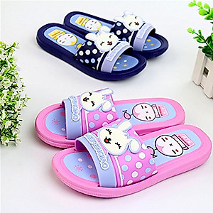 IUU Cute Little Kids Bath Slippers Non-Slip Slippers EVA House Slippers Beach Flip-Flops (Blue,Pink) (7M/18cm US Toddler, Blue)