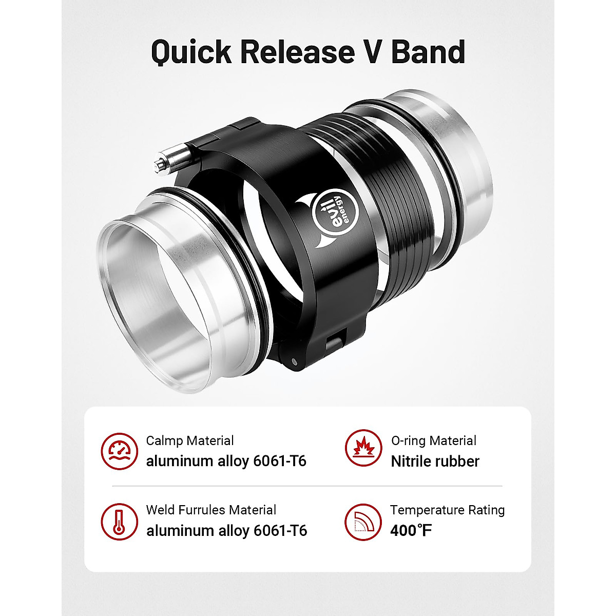 EVIL ENERGY V Band Aluminum, Quick Release V Band Clamp with Flange Intake Intercooler Pipe Clamp (1, 2.5")