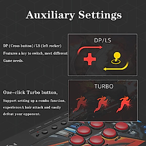 PXN-X8 Arcade Fight Stick Mechanical direction button controller with TURBO Macro Functions Plug and play Arcade Fighting For PC, PS3, PS4, Xbox One Xbox Series X/S Android TV Box, N-Switch