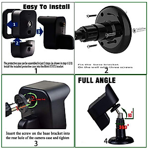 All-New Blink Camera Wall Mount Bracket, Weather Proof 360° Protective Plastic Housing Cover and Adjustable Wall Mount Bracket for Blink Indoor Outdoor Home Security Camera System Black(3Pack)