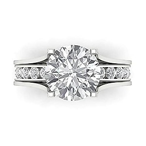 Clara Pucci 3.02 ct Round Cut Genuine Lab Grown Diamond VS1-VS2 18K White Gold Engagement Wedding Bridal Set Ring band Set size 11