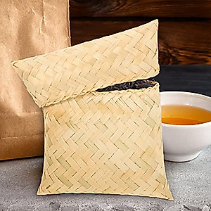 STOBAZA Bamboo Food Basket Woven Baskets Sticky Rice Basket Small Bamboo Woven Box Thailand Laos Handmade Serving Baskets Rice Container for Rice Candy Treats Woven Basket