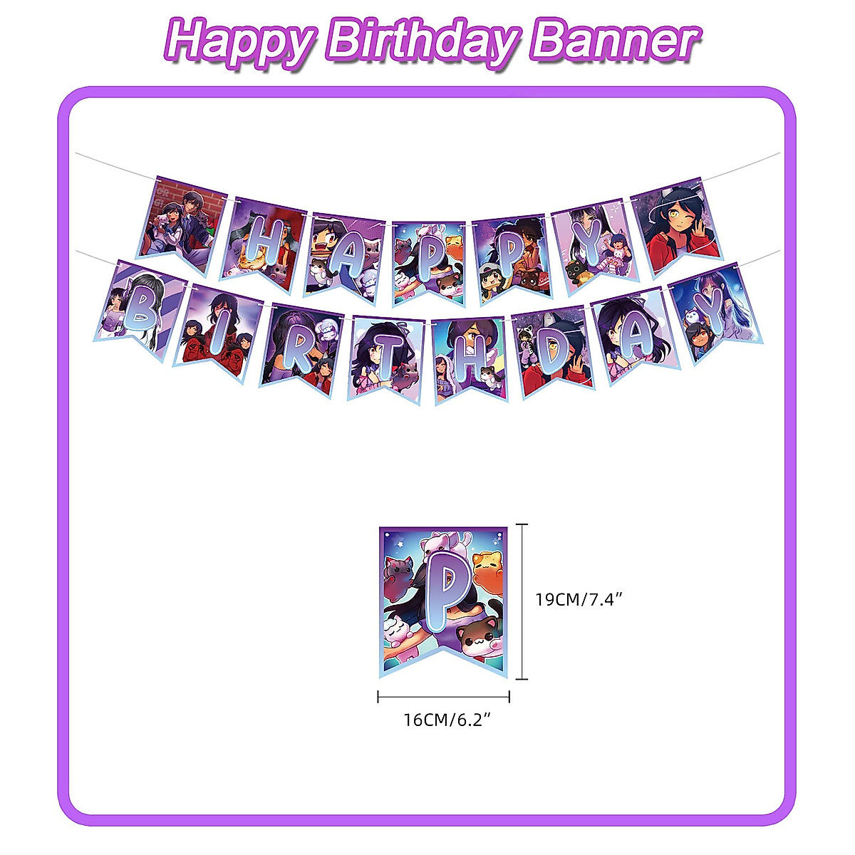 Aph-mau Birthday Party Supplies,83Pcs Aph-mau Cat Plush Theme Birthday Decorations Included Stickers Banner Balloons Cake Topper Cupcake Toppers and Background Party Favors Merch for Kids Girls Boys