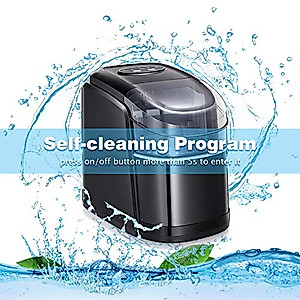 Kismile Countertop Ice Maker Machine,26Lbs/24H Compact Automatic Ice Makers,9 Cubes Ready in 6-8 Minutes,Portable Ice Cube Maker with Self-Cleaning Program