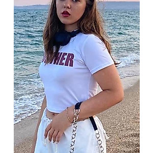 Womens Girls Y2k Vintage Star Graphic Print Crop Tops Kawaii Fairy Grunge Baby Tees Shirt Aesthetic Harajuku Steetwear (Star-Letter White, Small)